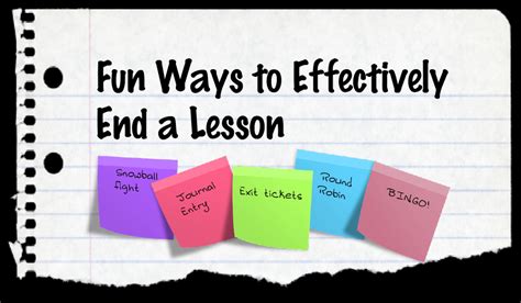 End Of Lesson Activities For Esl Classes English Teaching 101