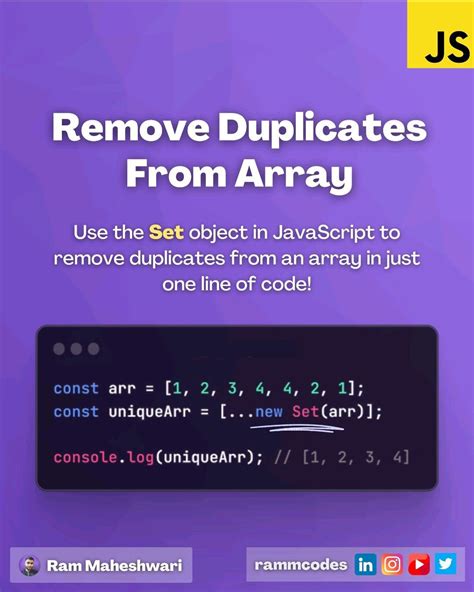 A Simple Way To Remove Duplicates From An Array Using Pure Javascript 🔥