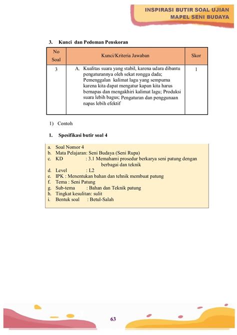 Dokumen Inspirasi Contoh Soal Ujian Seni Budaya Sitti Inniyah Halaman PDF Online PubHTML