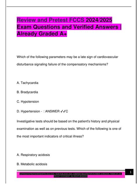 Review And Pretest Fccs 2024 2025 Exam Questions And Verified Answers Already Graded A