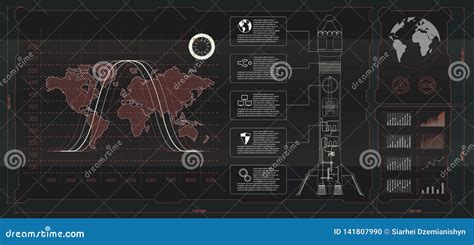 Space Launch Interface Rockets Graphic Display Control The Pallet Rocket Stock Vector