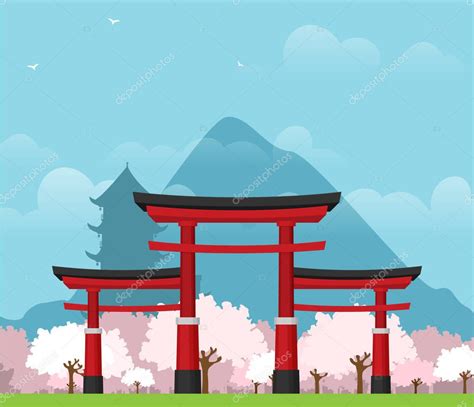 Japon Torii Kapısı Ulusal Sembol Geleneksel Yapı Düz Vektör Çizimi ©mix3r 481854300e Ait Stok
