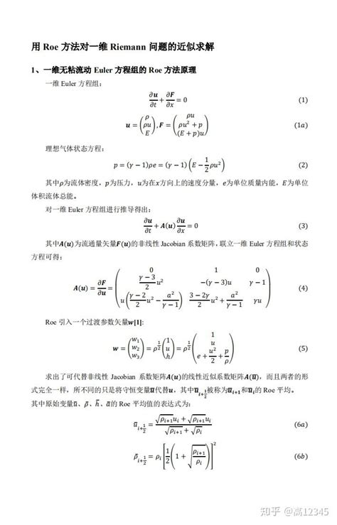 用roe方法对一维riemann问题的近似求解 知乎