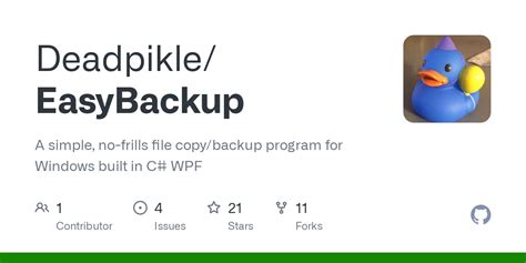 github deadpikle easybackup a simple no frills file copy backup