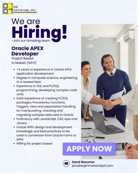 Hiring Oracleapex Developerjobs Makatijobs Projectbased Wfh… Hr Network Inc