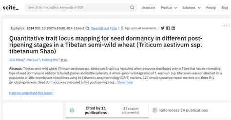 Citation Report Quantitative Trait Locus Mapping For Seed Dormancy In Different Post Ripening