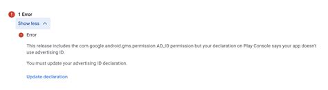 android flutter and play console ad id permission is not used yet