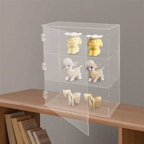 CNCEST 3 Tier Acrylic Display Case Clear Collectibles Showcase Countertop Acrylic Pastry