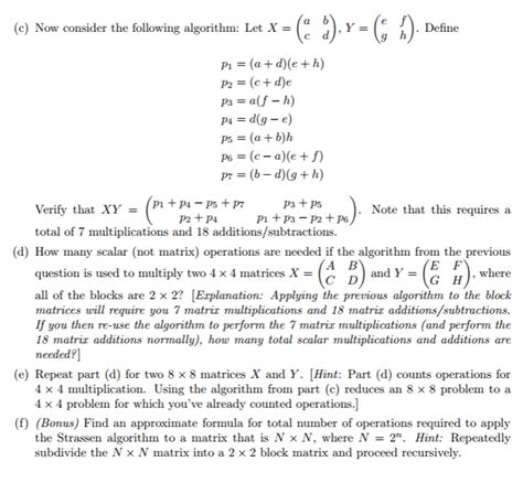 The Strassen Algorithm This Question Addresses An