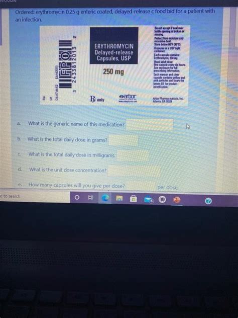 Solved Ordered Erythromycin 0 25 G Enteric Coated