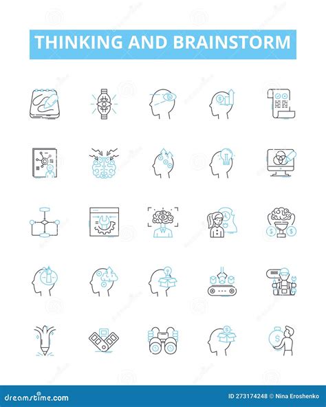 Thinking And Brainstorm Vector Line Icons Set Ideation Brainstorming Ponder Conceptualize