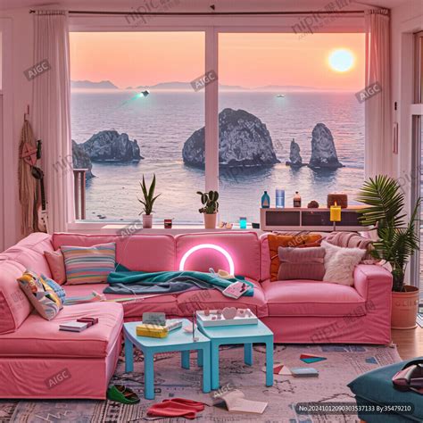 Ai创作图家居客厅样机 室内场景样机 浪漫温馨粉色主题场景 Ins场景 粉色生活空间 粉色场景画 粉红色超现实海景 Ins风客厅 时尚沙发场景 温馨室内场景 沙发场景样机 客厅背景墙样机 粉红