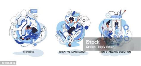 창의적 사고 사람들은 다른 정신적 사고 방식 유형 또는 모델 창조적 상상력이 풍부한 논리적 및 구조적 사고 감정에 대한 스톡 벡터 아트 및 기타 이미지 Istock