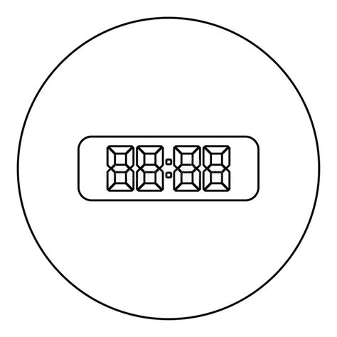 Digital Table Clock Electronic Display Desk Watch Icon In Circle Round Black Color Vector