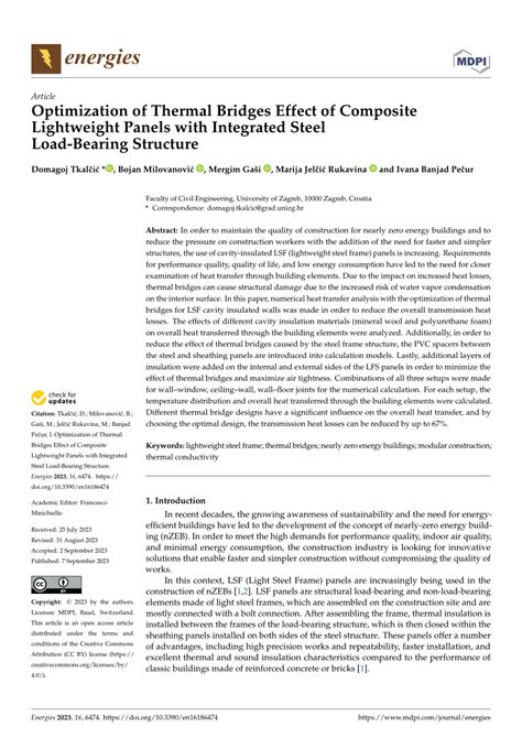 pdf optimization of thermal bridges effect of composite lightweight