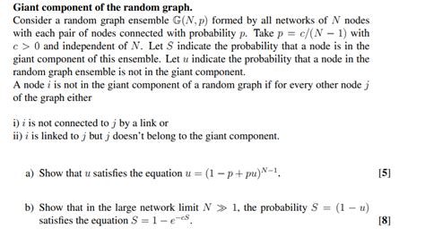 Solved Giant Component Of The Random Graph Consider A
