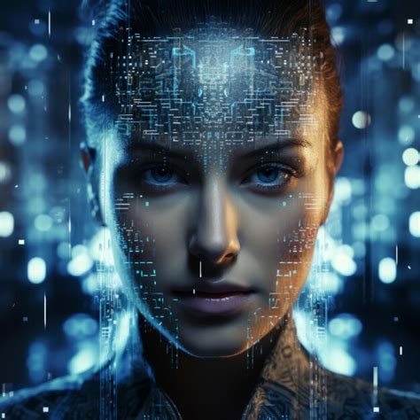 Premium Photo The Face Of A Woman With A Digital Interface On Her Face