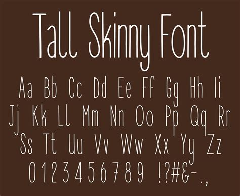 Tall Thin Font Skinny Font Thin Font Tall Skinny Font Tall Letters Font