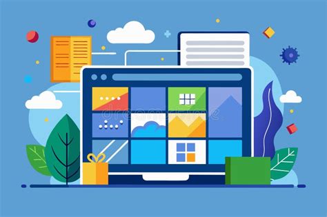 Illustration Of Laptop With Customizable Windows Interface Surrounded