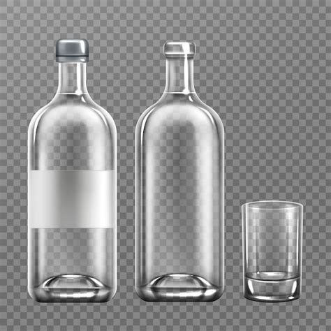 Free Vector Realistic Vodka Glass Bottle With Glass