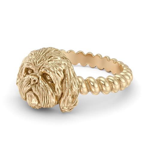 Shih Tzu Breed Twisted Wire Rope Ring Tiny Bling