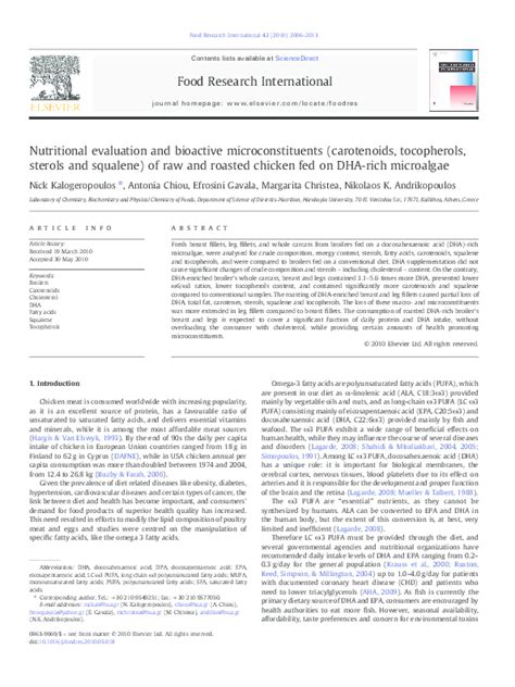 Pdf Nutritional Evaluation And Bioactive Microconstituents Carotenoids Tocopherols Sterols