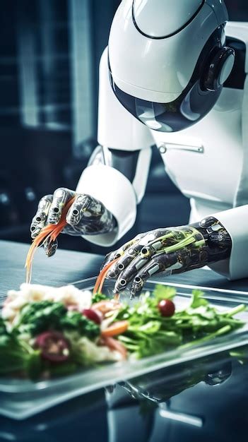 Premium Ai Image A Humanoid Robot Chef Cooks Dishes In A Restaurant
