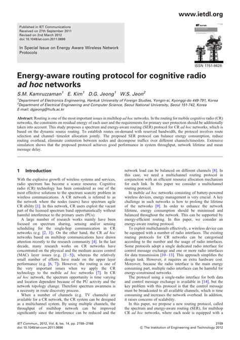 pdf energy aware routing protocol for cognitive radio ad hoc networks