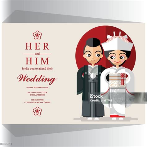 Kartu Undangan Pernikahan Jepang Ilustrasi Stok Unduh Gambar Sekarang