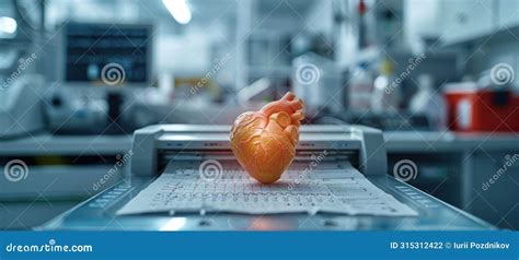 3d Printed Heart Replica Black And White Cartoon Flat Illustration