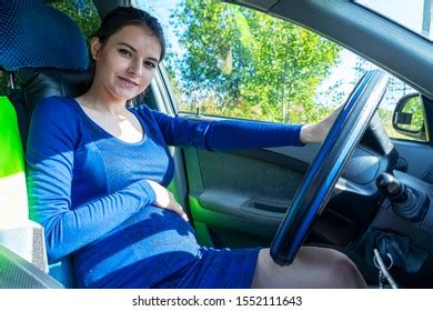 Happy Pregnant Woman Car Driving Seat Photos And Images Shutterstock