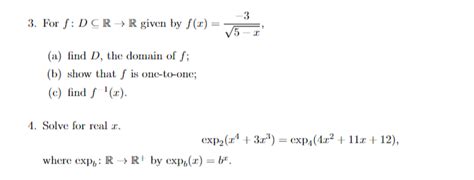 solved 3 for f d⊆r→r given by f x 5−x−3 a find d the