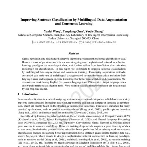 Improving Sentence Classification By Multilingual Data Augmentation And Consensus Learning Acl