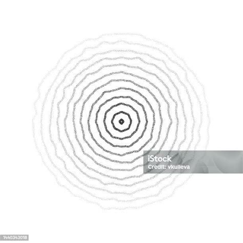 텍스처 동심원 잔물결 원 소나 또는 음파가 울립니다 진원지 표적 레이더 아이콘 개념 방사형 신호 또는 진동 요소 점선 벡터 그림 지진에 대한 스톡 벡터 아트 및 기타 이미지
