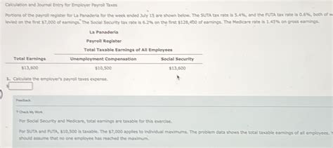 Calculation And Journal Entry For Employer Fayroll Taxes Portions Of