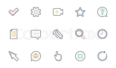 Document Time And Question Mark Line Icons Search Video C Colourbox