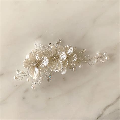 자개 플라워 셀프 웨딩 헤어핀 코사지 머리장식 진주 비즈 한복 올림머리 악세서리