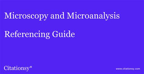 Microscopy And Microanalysis Referencing Guide · Microscopy And Microanalysis Citation Updated