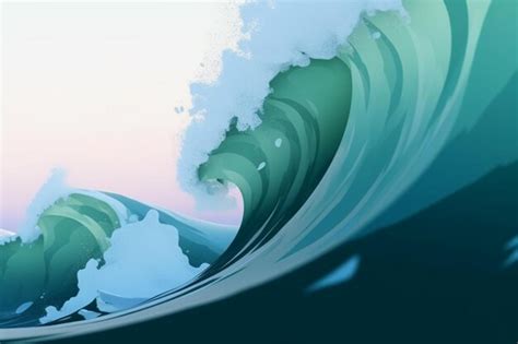 Premium Ai Image Tidal Wave Closeup Cartoon Style Generative Ai