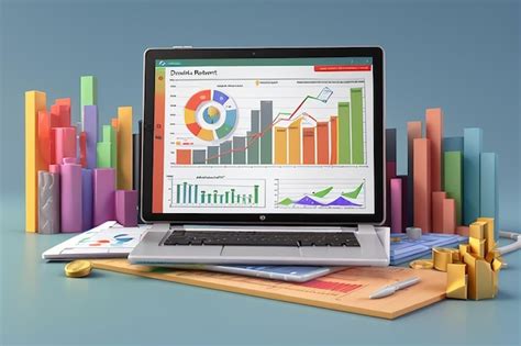 Premium Ai Image 3d Financial Report Chart Data Analysis And Web Development Concept Tablet