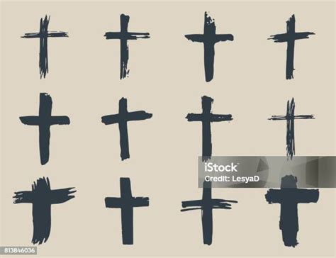 그런 지 손으로 그린 크로스 기호 집합 기독교 십자가 종교 표지판 아이콘 십자가 상징 벡터 일러스트 레이 션 0명에 대한 스톡 벡터 아트 및 기타 이미지 Istock