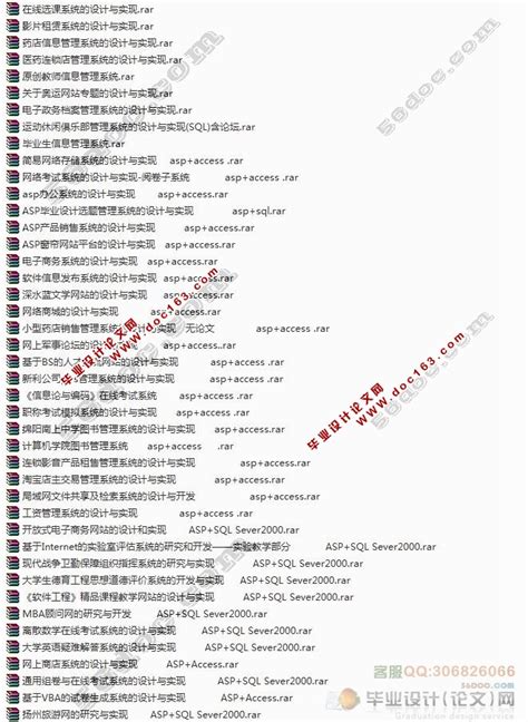 asp access sql2000毕业设计 论文 选题 网站 程序设计题目 asp 毕业设计论文网