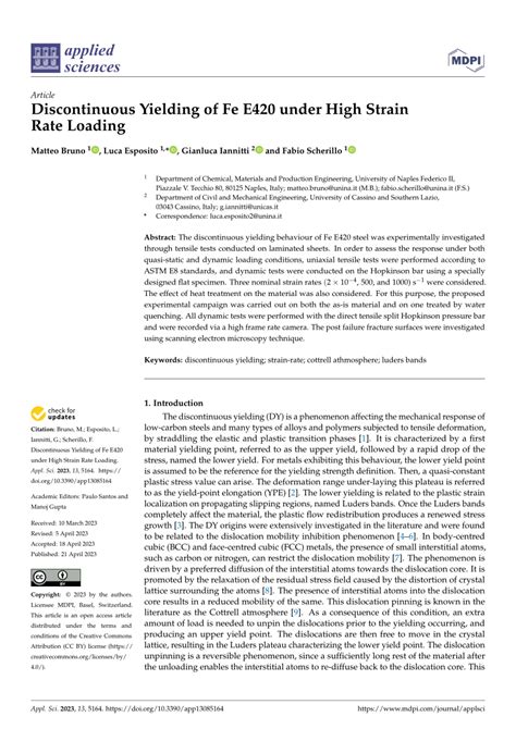 Pdf Discontinuous Yielding Of Fe E420 Under High Strain Rate Loading