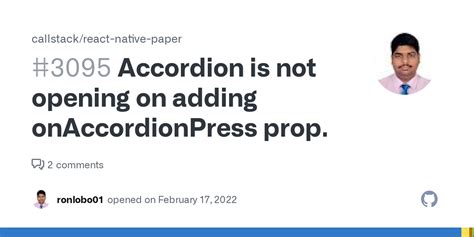 Accordion Is Not Opening On Adding Onaccordionpress Prop · Issue 3095 · Callstack React Native