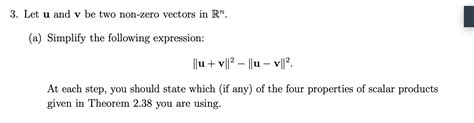 Solved Let U And Y Be Two Non Zero Vectors In R A Chegg