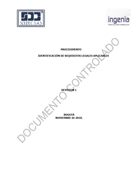 Pro 04 Identificacion De Requisitos Legales Aplicables V1 Pdf