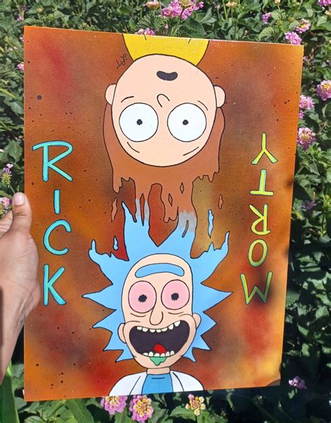 Trippy Rick And Morty Painting Psychedelic Fan Art 12x16 Canvas Etsy