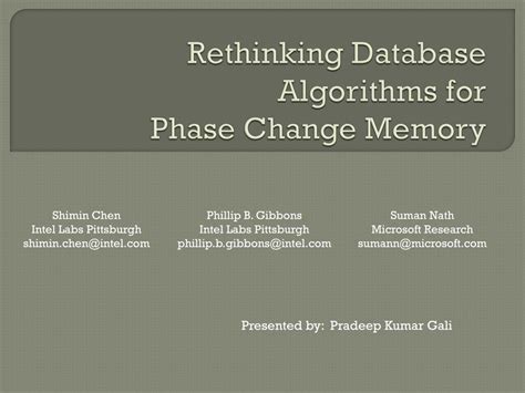 PPT Rethinking Database Algorithms For Phase Change Memory PowerPoint Presentation ID