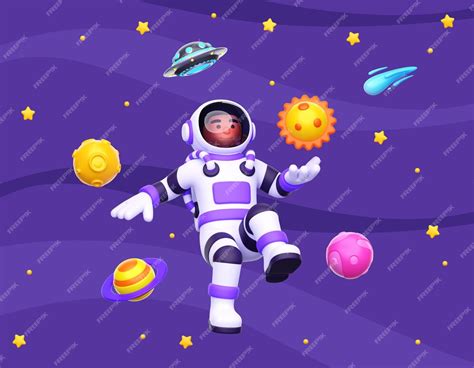 우주 비행사 캐릭터의 3d 렌더링 무료 Psd 파일