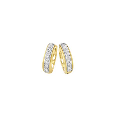 9ct Gold Diamond Huggie Earrings Goldmark Au